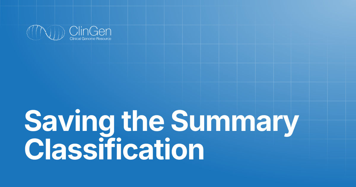 Saving the Summary Classification | Help Docs